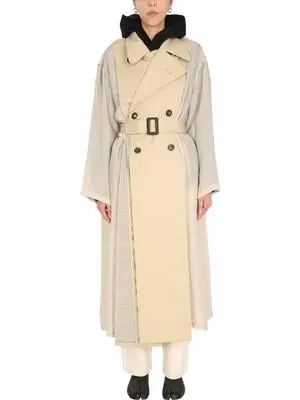 MAISON MARGIELA MAISON MARGIELA Two-Material Trench Coat Cream