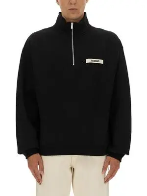 Jacquemus Zippered Stand Collar Sweatshirt - Black