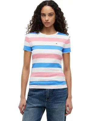 Tommy Hilfiger Striped Crewneck T-shirt - Rosey Pink Multi