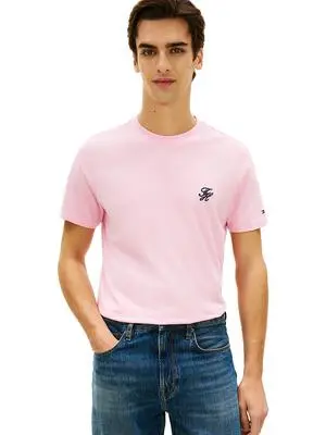 Tommy Hilfiger Embroidered Script Monogram T-shirt Pink - Classic Pink