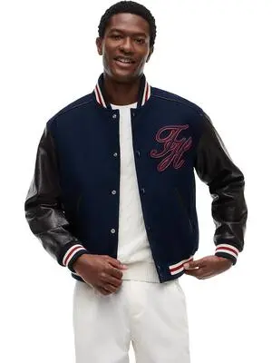 Tommy Hilfiger New York Label Varsity Jacket - Light Navy