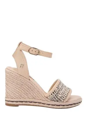 Tommy Hilfiger Raffia Wedge Espadrille Sandals - Natural/black