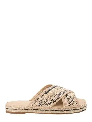 Tommy Hilfiger Raffia Espadrille Slide Sandals - Natural/black