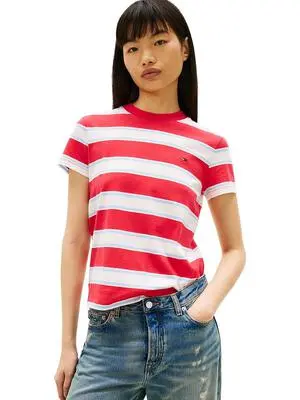 Tommy Hilfiger Striped T-shirt - Red Alert / Multi Stripe