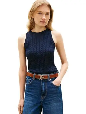 Tommy Hilfiger Cable Knit Sweater Tank - Navy