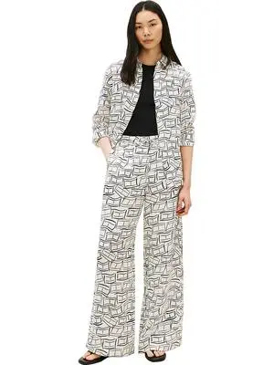 Tommy Hilfiger Printed Linen Wide Leg Pants - Calico