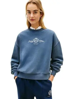 Tommy Hilfiger Embroidered Club Crest Logo Sweatshirt - Navy