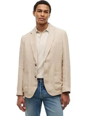 Tommy Hilfiger Garment-dyed Linen Casual Blazer Beige - Sandalwood