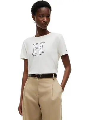 Tommy Hilfiger Floral H-logo T-shirt - Ivory Silk