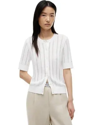 Tommy Hilfiger Short Sleeve Mixed Knit Cardigan - Optic White