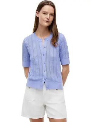 TOMMY HILFIGER Short Sleeve Mixed Knit Cardigan