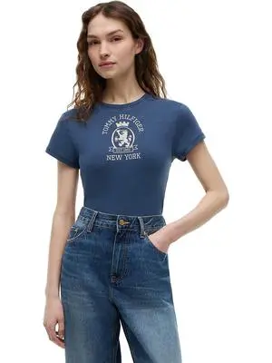 Tommy Hilfiger Garment-dyed Crest Logo T-shirt - Dark Night Navy