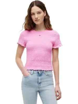 Tommy Hilfiger Shirred T-shirt - Pink Daisy