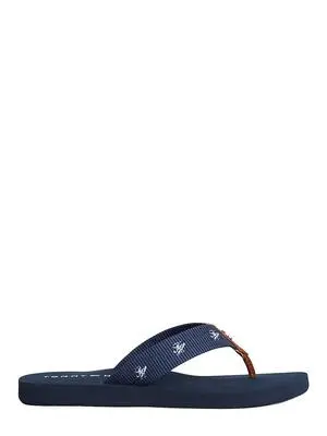 Tommy Hilfiger Embroidered Monogram Canvas Flip Flop - Dark Blue