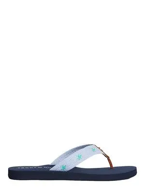 TOMMY HILFIGER Embroidered Monogram Canvas Flip Flops