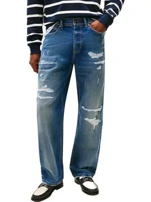 Tommy Hilfiger Distressed Loose Fit Jeans - Medium Wash