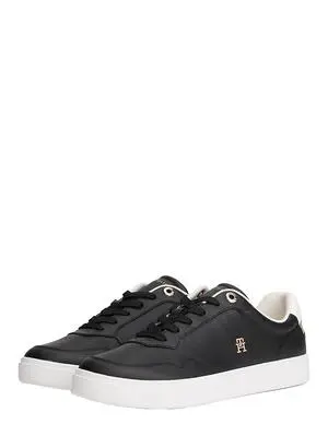 Tommy Hilfiger Metallic Leather Court Sneaker - Black