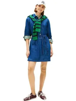 Tommy Hilfiger Belted Denim Mini Shirtdress - Dark Wash