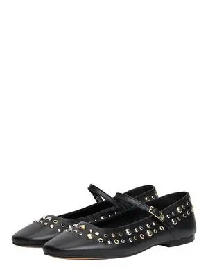 TOMMY HILFIGER Women's Studded Leather Mary Jane Flat -