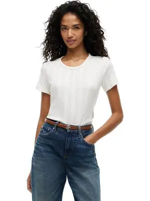 Tommy Hilfiger Slim Fit Pointelle Crewneck T-shirt - Ivory Silk