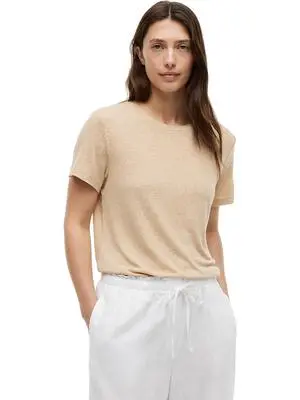 Tommy Hilfiger Linen-blend Crewneck T-shirt - Clayed Pebble