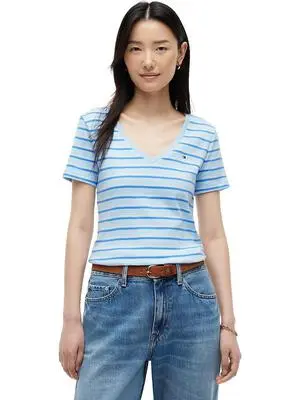 Tommy Hilfiger Striped V-neck T-shirt - Rain Dance Multi
