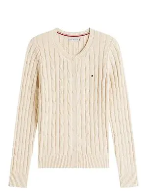 Tommy Hilfiger Cable Knit Cardigan - Beige Heather
