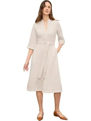 M.M.LAFLEUR The Lauleh Dress In Everyday Crepe With Topstitch - Eggshell