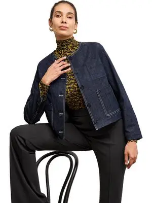M.M.LAFLEUR The Kane Cropped Stretch Denim Jacket - Midnight Wash