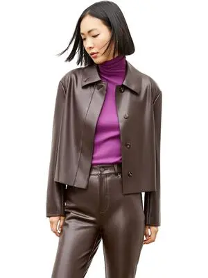 M.M.LAFLEUR Nicky Vegan Leather Jacket - Brown