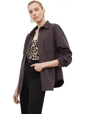 M.M.LAFLEUR Sierra Shacket In Light Scuba Knit - Haze