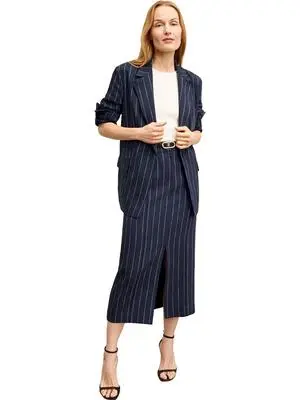 M.M.LAFLEUR The Teddy Pinstripe Blazer - Navy/ivory