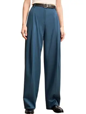 M.M.LAFLEUR The Rina Wide-leg Tailored Wool Twill Trousers - Bluebell
