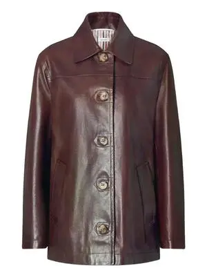 Thom Browne Leather Dockside Coat - Red