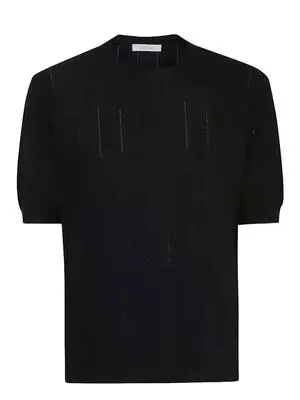 CRUCIANI Pointelle-knit Short-sleeve T-shirt - Blue