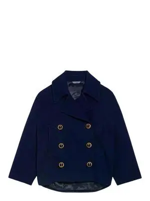 Balenciaga Wool Double-breasted Peacoat - Blue