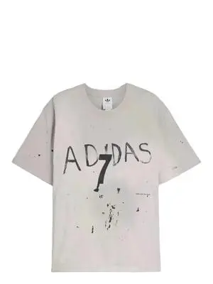 Adidas X Song For The Mute 007 Logo-print Paint-splatter T-shirt - Grey