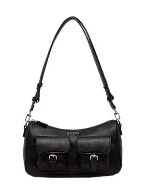 Guess Kassie Logo Plaque Shoulder Bag - Black