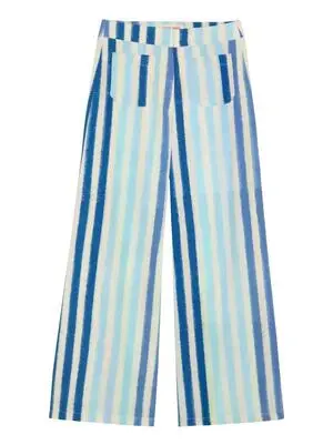 EMPORIO SIRENUSE Adele Ikat-stripe Wide-leg Palazzo Pants - Blue