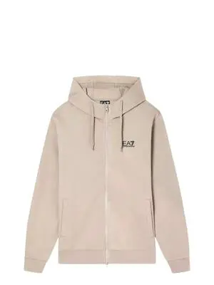 EA7 Logo-print Zip-up Hoodie - Neutrals