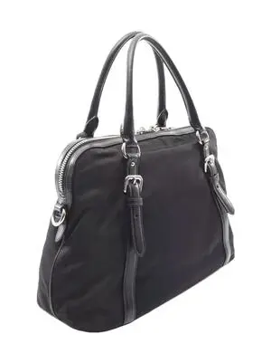 Prada Tessuto Leather-trim Tote Bag - Black