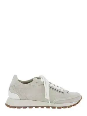 Brunello Cucinelli Monili-trim Panelled Sneakers - Neutrals