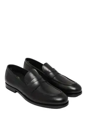 FABI British Penny-slot Almond-toe Loafers - Black