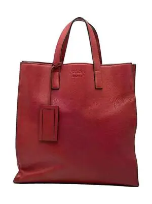 Prada Vitello Daino Convertible Shopper Tote Satchel - Red