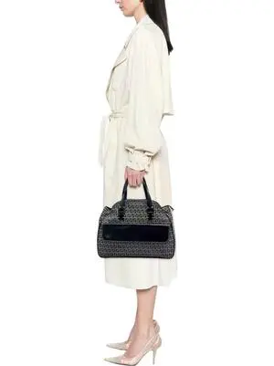 Fendi Zucchino Canvas Handbag - Grey