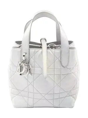 Dior Christian Dior Calfskin Macrocannage Toujours Tote Bag Silver