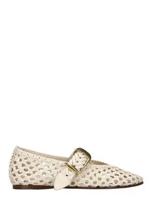 Zimmermann Braided Leather Ballet Flats With Buckle Detail - Beige