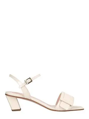 ROGER VIVIER Patent Leather Buckled Heeled Sandals - Beige