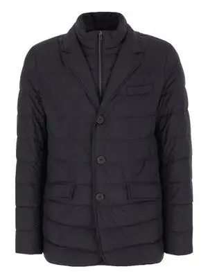 Herno Layered Effect Quilted Coat - Black