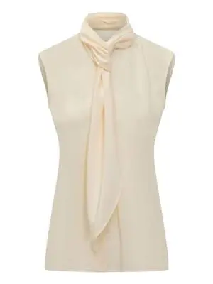 Alberta Ferretti Sleeveless Knotted Neck-tie Shirt - Nude